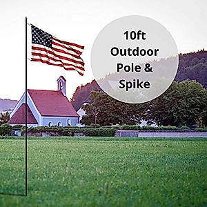 Founding Fathers Flags - 10ft Black Flag Pole & Spike - Perfect for Any Outdoor Use!