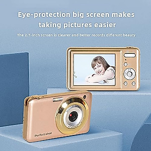 Portable Digital Camera, USB 2.7in Compact Vlogging Camera High Definition for Gift (Gold)