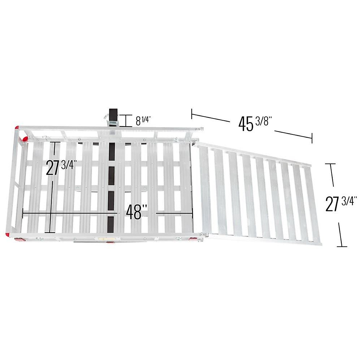 Silver Spring Aluminum Hitch Cargo Carrier Utility Basket with Loading Ramp for 2" Hitch Receiver - 500 lbs. Capacity