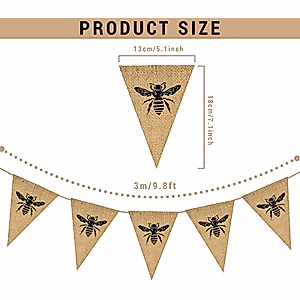 Whaline 2Pcs Queen Bee Burlap Banner Decorations for Baby Shower Birthday Party Pre-Assembled Rustic Bunting Garland Holiday Celebration Hanging Decor for Front Porch Baby Shower Birthday Supplies
