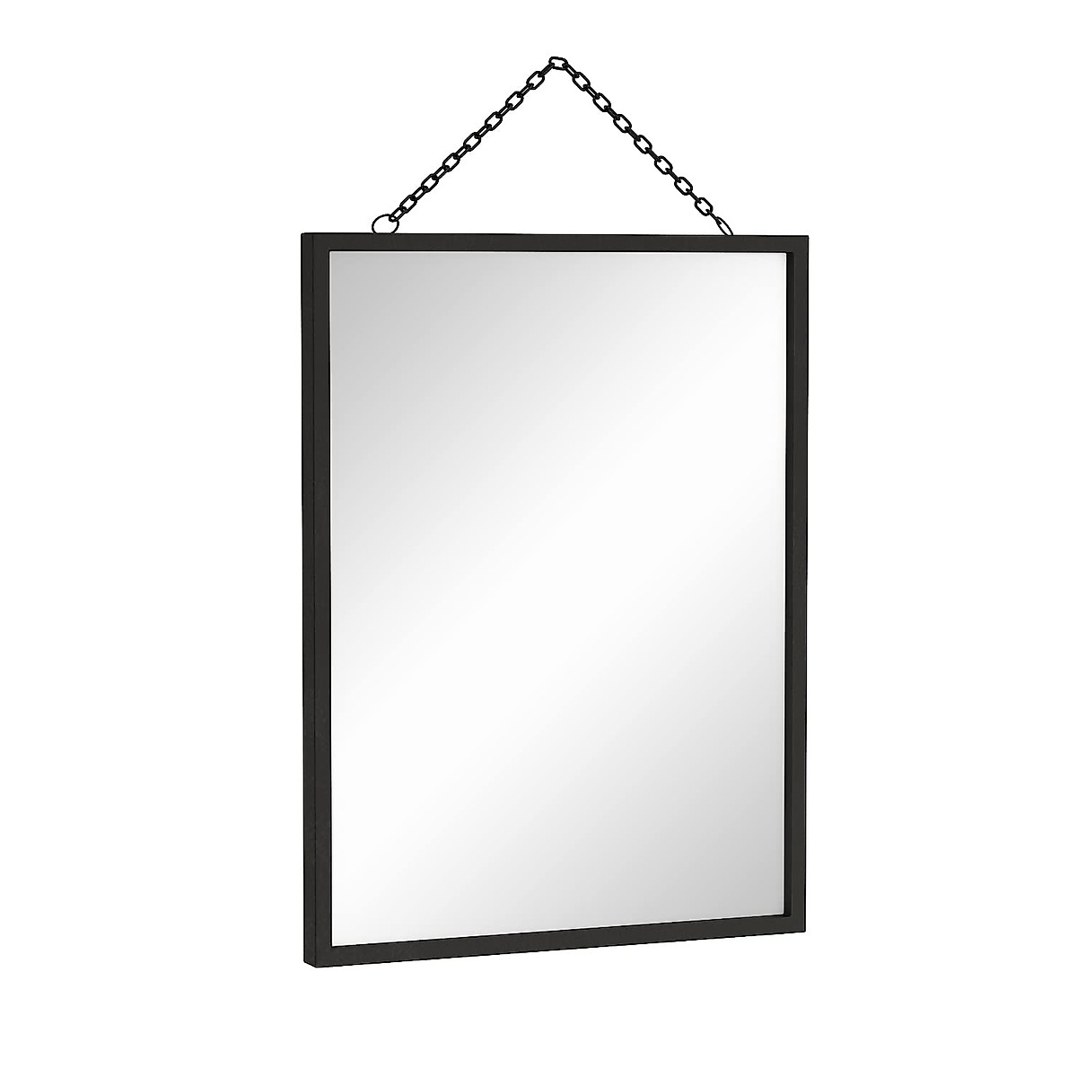 SANY DAYO HOME 12 x 16 inches Real Glass Black Rectangular Mirror with Chain, Metal Framed Small Wall Hanging Rectangle Bathroom Mirror for Home, Door, Nursery Modern Farmhouse Decor