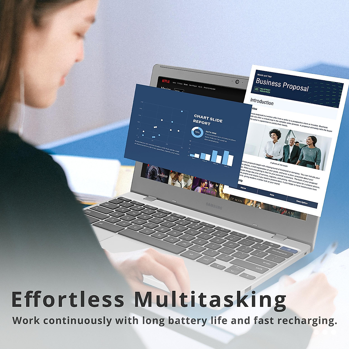 Samsung 2020 Chromebook 4 Laptop Computer 11.6" HD Display, Intel Celeron N4000 Processor, 4GB RAM, 16GB eMMC, HD Webcam, Intel HD Graphics, Chrome OS, Platinum Titan, 32GB Snow Bell USB Card