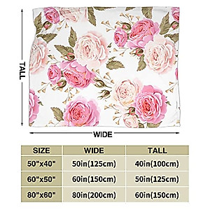 Rose Flower Blanket Throw Soft Fleece Ultra Warm Plush Micro Flannel for Bed Sofa Couch Office Home Lightweight Gifts Women Men 50"x60"