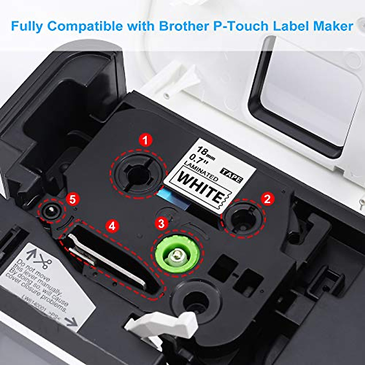 TZ-241 Laminated 18mm 0.7 Label Tape Replacement for Brother P-Touch TZe241 TZe-241 Label Maker Refills Black on White Ribbon, for Ptouch PT-D400 D450 D600 P700 P710BT P910BT 2430PC, 4-Pack