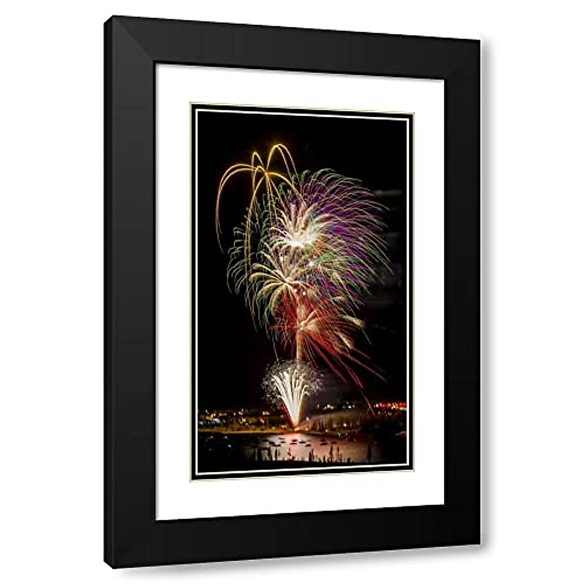 ArtDirect Colorado, Frisco Fireworks Display on July 4th XIV 13x18 Black Modern Wood Framed with Double Matting Museum Art Print by Lord, Fred