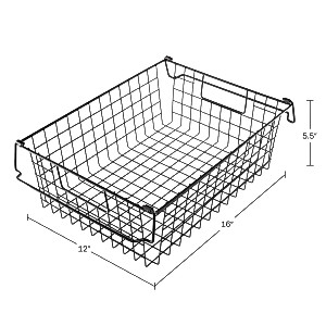Home-Complete Nesting Storage Bins Stackable Wire Baskets, Set of 2, Large, Black, 2 Each