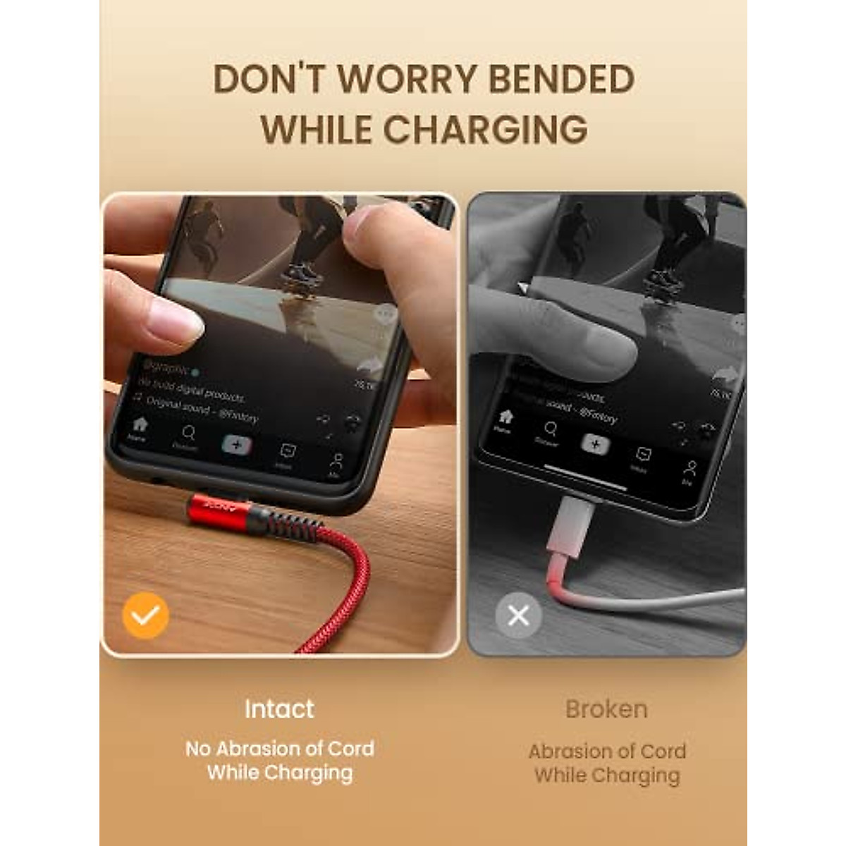 USB Type C Cable AINOPE [2-Pack, 6.6ft]3.1A USB Fast Charge Cable Right Angle，Durable Nylon Braided USB C Charging Cable Compatible with Galaxy S10 S9 S8 Plus S21, Note 10 9 8, LG V20, Type C Charger