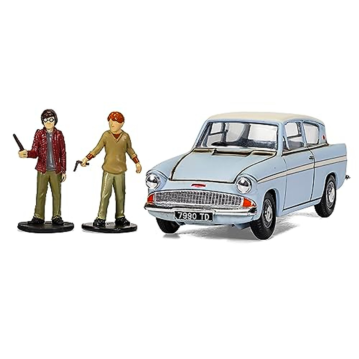 Corgi Harry Potter Flying Ford Anglia with Harry & Ron from The Chamber of Secrets 1:43 Diecast Display Model CC99725, Light Blue
