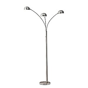 Adesso 5118-22 Domino Arc Lamp, 84 in., 3 x S11 Shape Bulbs E17 Intermediate Socket, Brushed Steel, 1 Floor Lamp