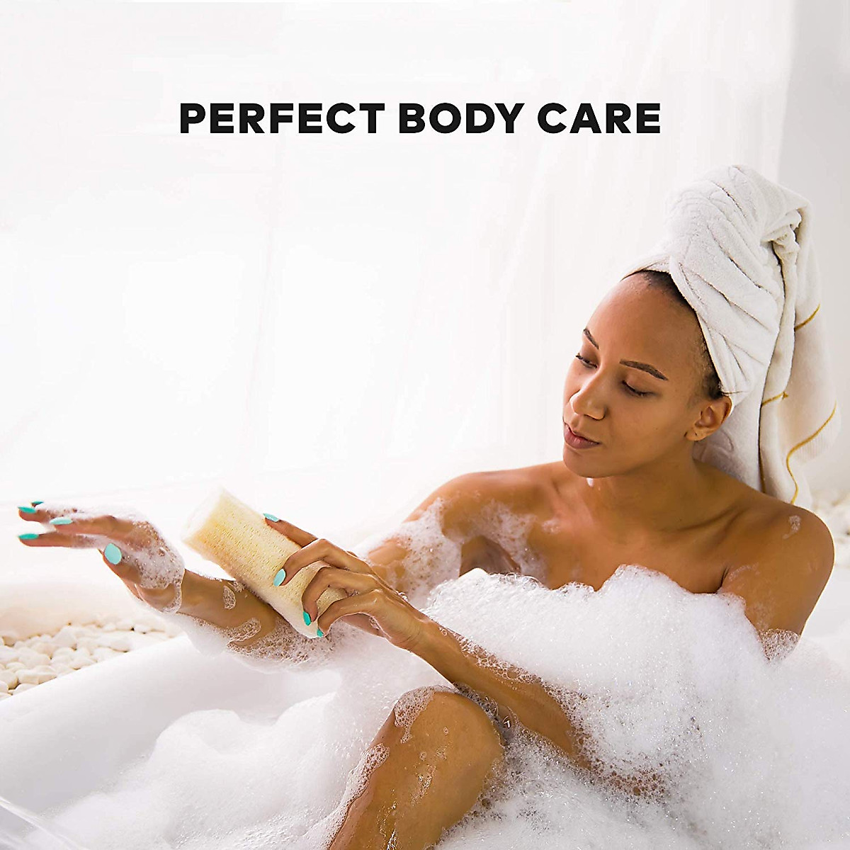 YEMTAL Natural Loofah Sponges Organic Luffa Bath Shower Sponge Exfoliating Body Back Scrubber for Men Women Adults SPA Beauty Bathing Daily Care - 4 PCS