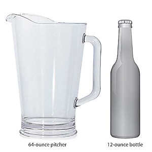 US Acrylic Bistro Clear Pitcher 64 oz Unbreakable Tritan | Set of 2 Beer Pitchers | Reusable, BPA-free, Made in the USA