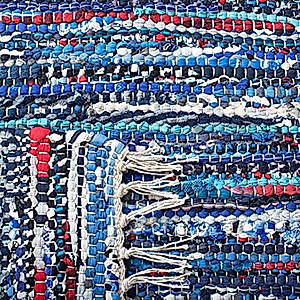 SAFAVIEH Rag Rug Collection 2' x 3' Blue/Multi RAR128B Handmade Boho Stripe Cotton Accent Rug