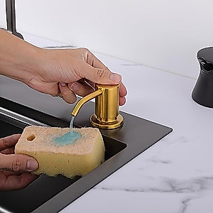 Soap Dispenser, Kitchen Soap Dispenser, Large Capacity 17 OZ Bottle, Stainless Steel Built in Soap Dispenser for Kitchen Sink, Brushed Gold