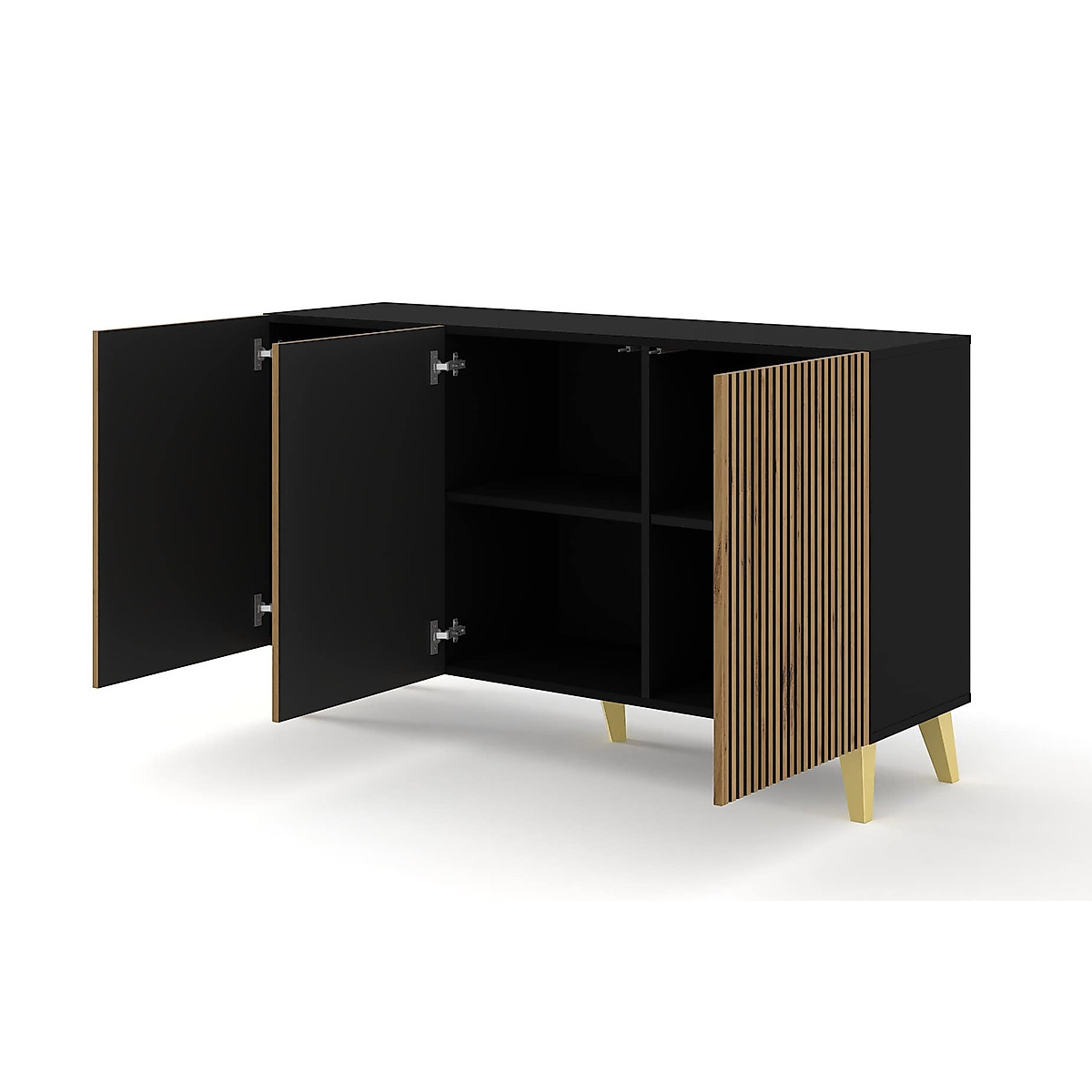 Homlando Ravenna A Living Room Furniture Set with TV Stand and Cabinet, Oak Artisan and Matte Black - Made in EU Modern Furniture - TV & Media Furniture