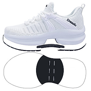 Dresofu Athletic Walking Shoes for Women Running Jogging Tennis Fitness Sneaker Arch Support Cushion Mesh Sports Sneakers, White, US Size 8