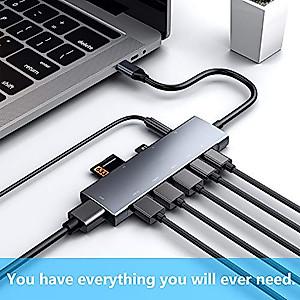 USB C HUB for iPad Pro 9-in-1 Adapter iPad Pro M4 M2 M1 13 12.9 11 inch iPad Air 5 4 Docking Station with 4K HDMI, USB-C PD, SD/TF Card Reader, USB 3.0, 3.5mm Headphone Jack, Type C Data, iPad Mini 6