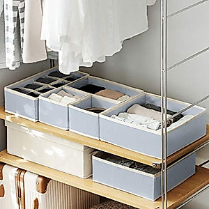 LadyRosian 12 Pack Foldable Drawer Organizers, Storage Boxes, Closet Dresser Drawer Organizer Dividers Fabric Containers Basket Bins for Underwear Bras Panties Ties Socks Baby Cloth (Grey)