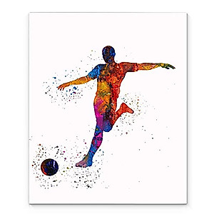 Male Soccer Player Abstract Sport Wall Art Print 11x14, Ideal for Teen Boy Bedroom Decor, Club Locker Rooms, Coaches and Fans