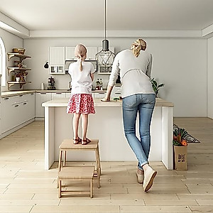 BEKVEM Bamboo Folding Step Stool with Sturdy Structure and Wide Stepping Surface for Safety, Multi-Purpose Foldable Step Stool, Step Ladder for Bathroom,Bedroom,Kitchen (Standard Bamboo, Small)