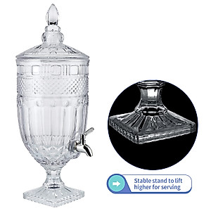 MOLIGOU Glass Beverage Dispenser, 1.3 Gallon Drink Dispenser with Stainless Steel Spigot, Wide Mouth Beverage Serveware for Party, Bar