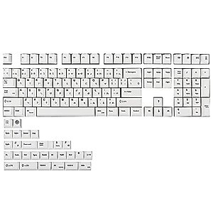 Gliging 135 Keys PBT Japanese Keycaps Cherry Profile DYE-Sub White Theme Minimalist Style Suitable for Mechanical Keyboard