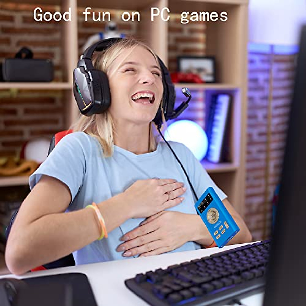 PUTELTAL Adjustable Gaming Voice Changer Disguiser for PS4/Xbox one/S/X/PS5/Computer/Laptop/Smart Phone & More-Blue