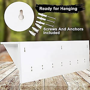 Dseap Coat Rack Wall Mounted Shelf with 7 Tri Hooks 35” Heavy Duty Wood Entryway Shelf with Hooks, Coat Hanger Shelf, White