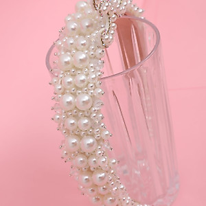 RSOLIET 30th Birthday Pearl Jewel Embellished Headband - 30th Birthday Outfit For Women,Rhinestone Headband With Peals For 30th Birthday Decorations