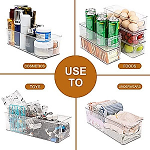 Refrigerator Pantry Organizers Stackable Fridge Organizer Bins Food Storage for Freezers, Kitchen, Countertop and Cabinets - Clear Plastic Household Storage Containers (2 Pack)