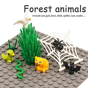 Farm Animals Accessories - Zoo Building Block Friends Pets Pack, People Parts-Cats Dogs Brids Jungle Sea Animals Bricks Toys