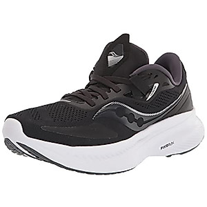 Saucony Women's Guide 15 Running Shoe, Black/White, 8