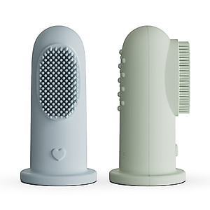 Moonkie Baby Toothbrush Finger Toothbrush Oral Cleaner Kit for 3 Months +, 2 Pcs (Cloud/Mint)