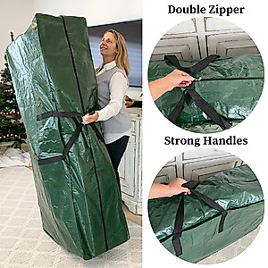 Evelots Christmas Tree Storage Bag - Fits 9 Ft Artificial Trees - Plastic Water Resistant Christmas Tree Bag - Strong Durable Handles Green
