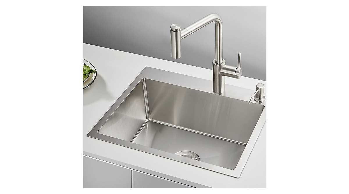 POPFLY 20×16 Inch Stainless Steel Kitchen Sink - Deep Single Bowl