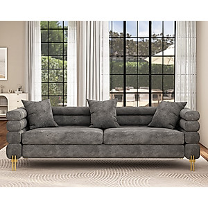 AMERLIFE Loveseat Sofa, 2 Seater Couch- Deep Seat Sofa Couch, Comfy Sofa for Living Room- Grey Couch