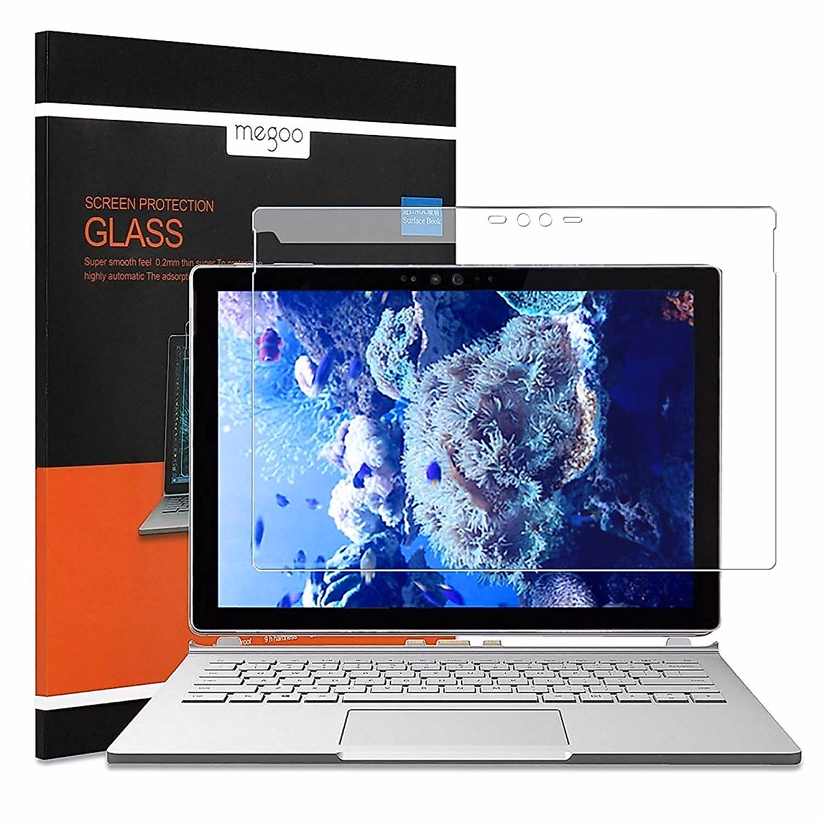 Megoo Screen Protector for Surface Book 2 13.5 inch, Tempered Glass/Easy installation/Scratch resistant, Compatible for Microsoft Surface Book 1/2