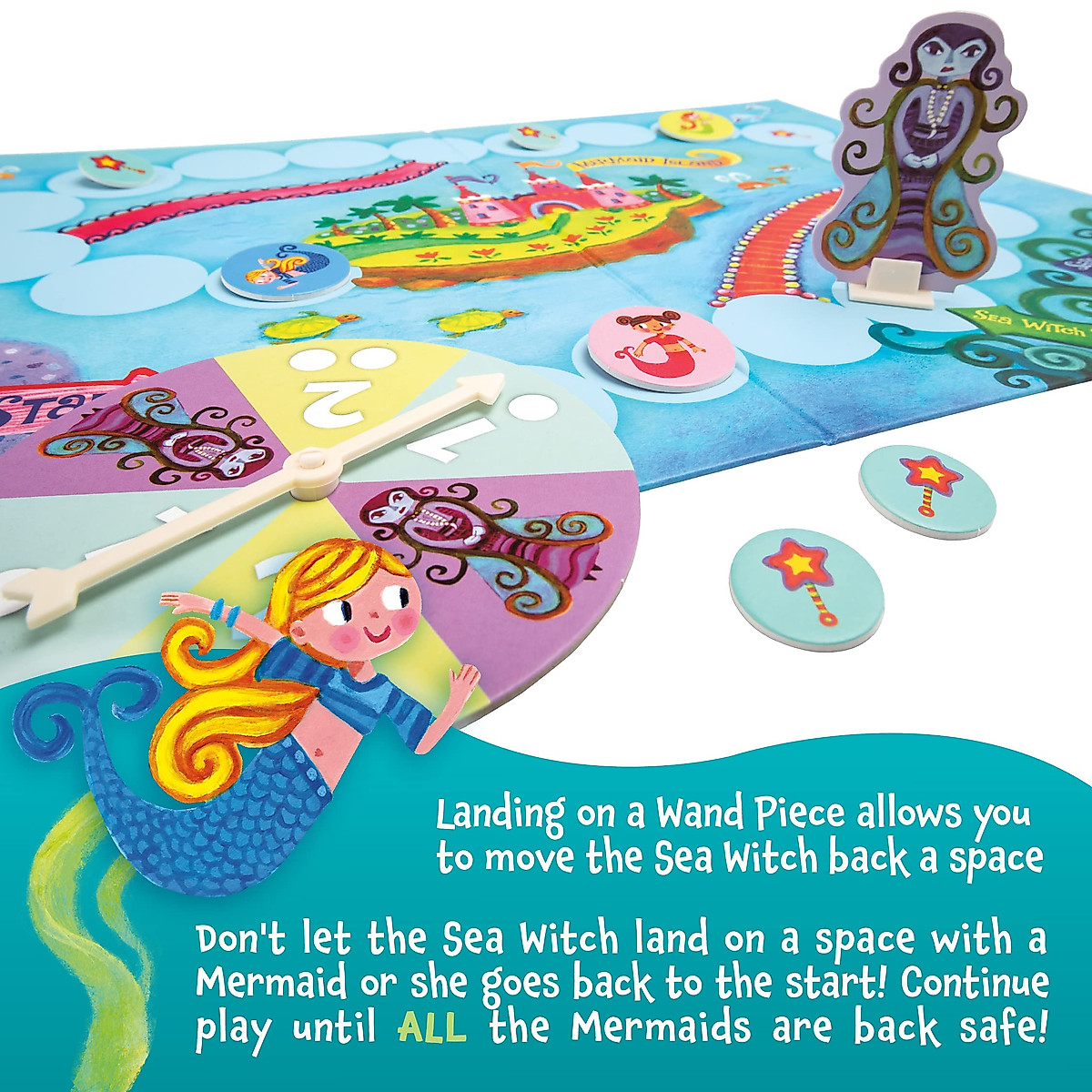 Peaceable Kingdom Mermaid Island Award Winning Cooperative Board Game for 2 to 6 Kids Ages 5+