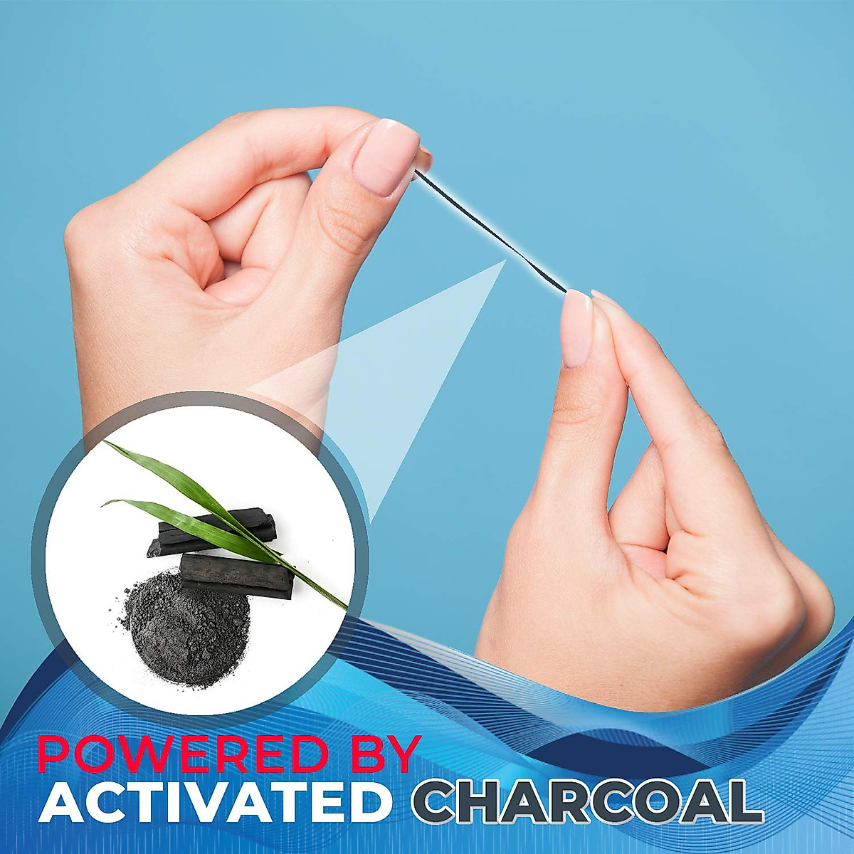 Expandable Dental Floss Treated with Activated Charcoal with Xylitol and Natural Plant Based Wax | Mint Flavor | PFAS & PTFE Free | Pack of 2 (50 m Floss Containers)