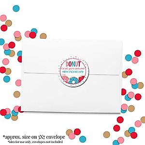 You're Awesome Donut Themed Valentine Party Favor Sticker Labels for Kids, 40 2" Party Circle Stickers by AmandaCreation, Great for Classroom Valentines, Envelope Seals, Gifts, Treats