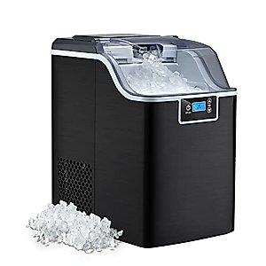 Ice Maker Nugget with Soft & Chewable Ice, 44 lbs/24 Hours Portable Nugget Pellet Ice Maker Countertop, 2 Minutes per Round and 45dB, Suitable for Home/Bars/Restaurants