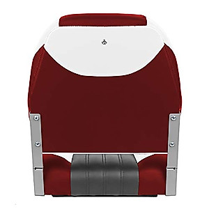 XGEAR Deluxe Low Back Boat Seat, Fold-Down Fishing Boat Seat (2 Seats) (White/Grey/Red)