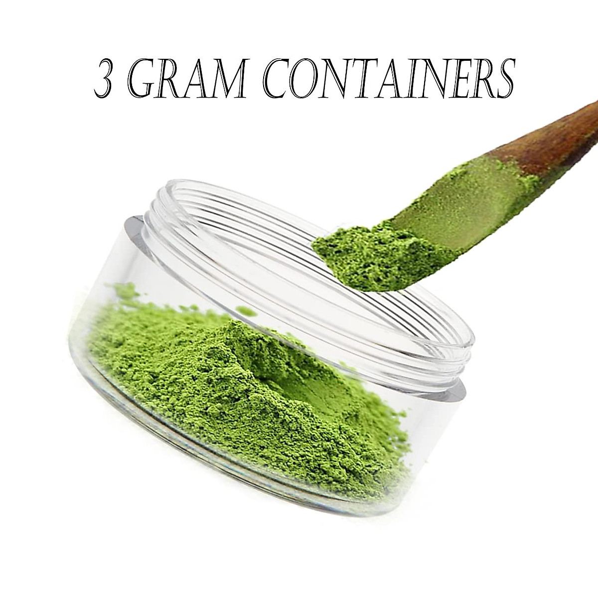 ZEJIA 3 Gram Sample Containers with Lids, 50 Count Tiny Sample Jars, 3ML Makeup Cosmetic Containers for Lip Balms, Lotion, Powder, Beauty Products(Black Lids)