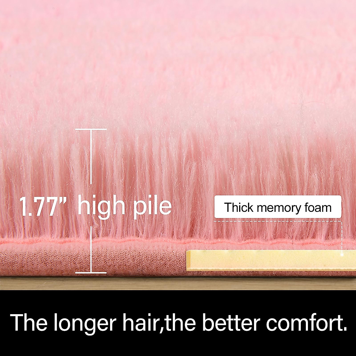 LOCHAS Ultra Soft Indoor Modern Area Rugs Fluffy Living Room Carpets for Children Bedroom Home Decor Nursery Rug 4x5.3 Feet, Pink