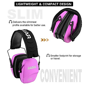 PROHEAR 016 Ear Protection Safety Earmuffs for Shooting with NRR 26dB 2Pack (Blue and Pink)