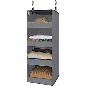 GRANNY SAYS 4-Shelf Hanging Organizer, Closet Hanging Shelves, Closet Hanging Storage Organizers, Organization for Bedroom, Living Room, Baby Nursery, Camper Accessories, Gray, 1-Pack