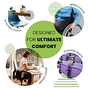 Chair Cushion - Car Seat Cushion – Desk Chair Cushion – Orthopedic Gel & High-Density Memory Foam Coccyx Ergonomic Cushion for Tailbone Pain – Sciatica & Back Pain Relief (Black)