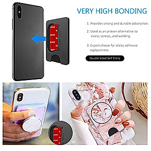 Sticky Adhesive Replacement for Socket Wallet Plus Base, PKYAA 6Pcs Double Sided Sticker Pads for Cell Phone Wallet+ Case Back, Removable Sticky Tape for All Cellphone with Sockets Wallet+