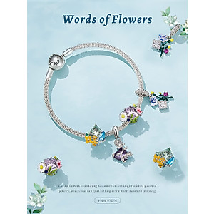 BABAMIA Rose Flower Love Charms for Bracelets and Necklaces 925 Sterling Silver Love Heart Pendant Charms Paved with Cubic Zirconia Exquisite Charms Jewelry for Women