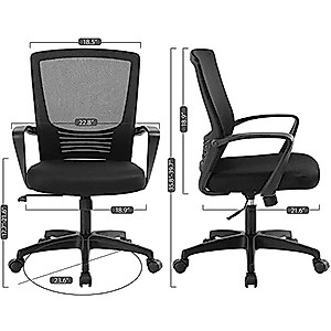 Ergonomic Mesh Office Chair, Home Office Desk Chairs with Adjustable Backrest, High Back Computer Desk Chair with Adjustable Headrest and Flip-Up Arms, Swivel Task Chair (Black)