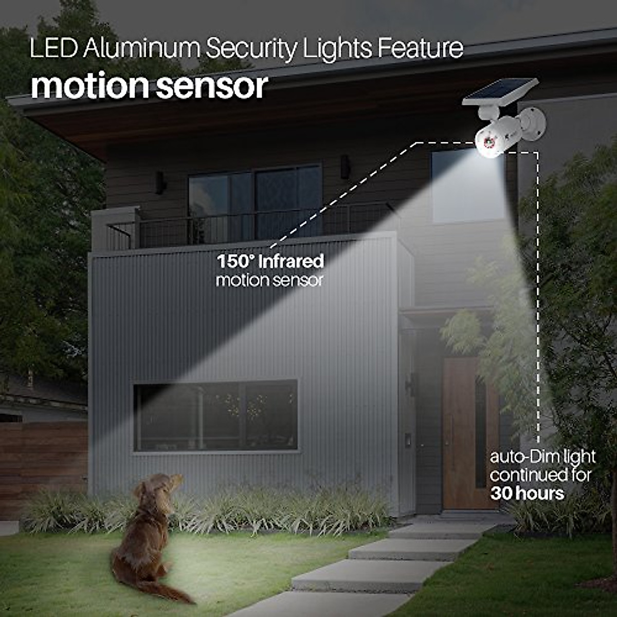 Solar Lights Outdoor Motion Sensor, 1400-Lumen LED Spotlight 9-Watt(130W Equiv.), Solar Flood Security Lights for Garden Driveway Patio Yard Path Porch Deck, 100-Week 100% Free Replacement